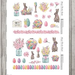 Printable EASTER Planner Stickers, Bunny Planner Stickers, Easter Eggs ...