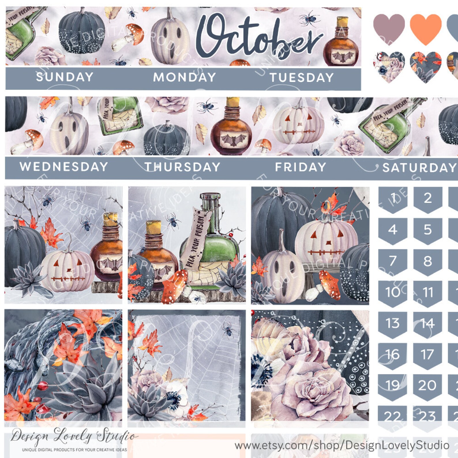 Printable October Monthly Kit Big Happy Planner October - Etsy