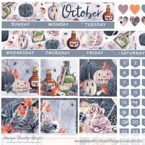 Printable October Monthly Kit, Big Happy Planner October Stickers Kit ...