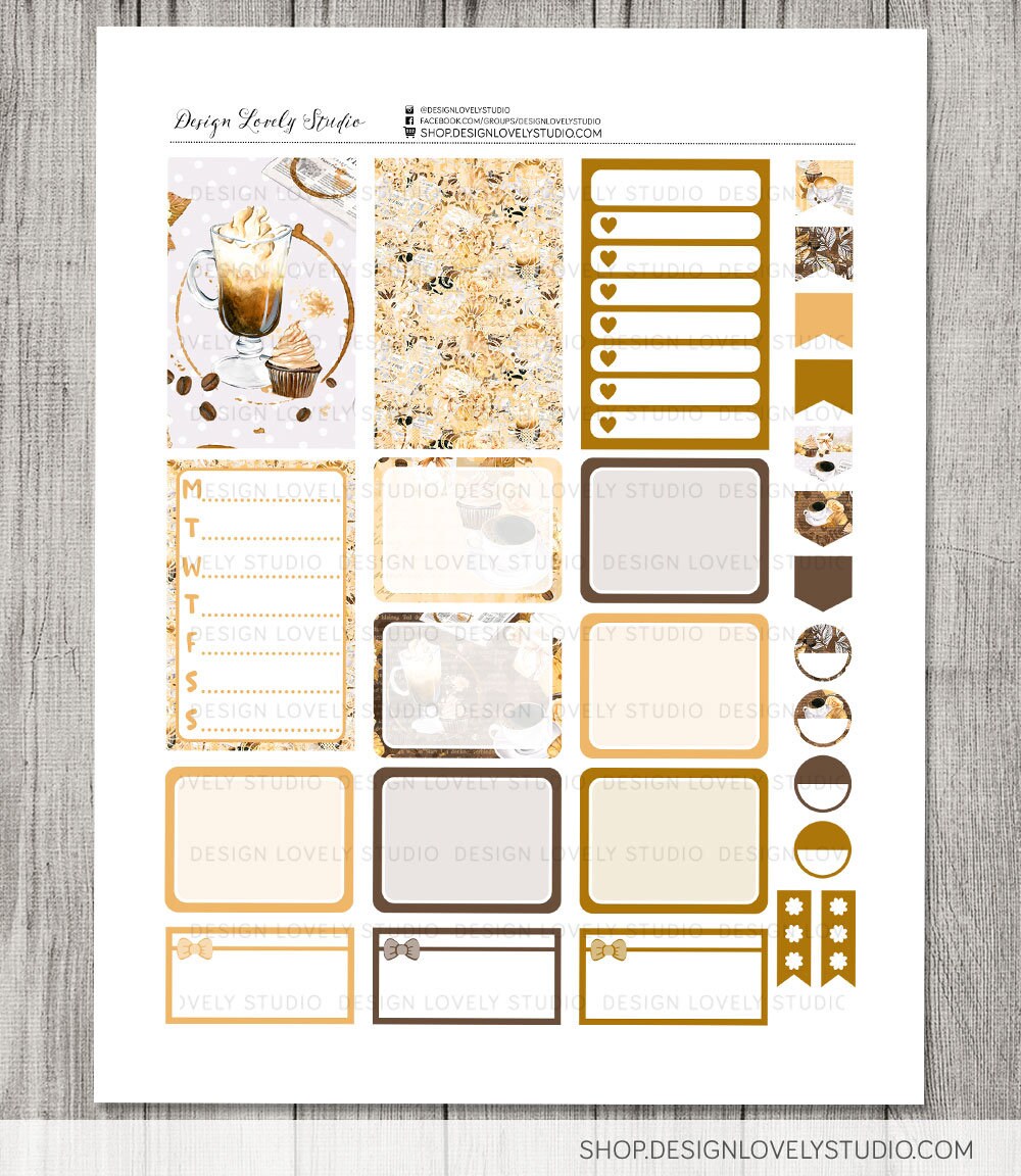 Printable COFFEE BREAK Planner Stickers Big Happy Planner - Etsy