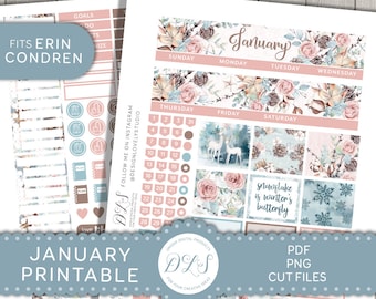January Monthly Kit January Planner Stickers Printable | Etsy