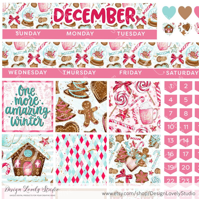 Printable DECEMBER Monthly Stickers Kit Big Happy Planner | Etsy