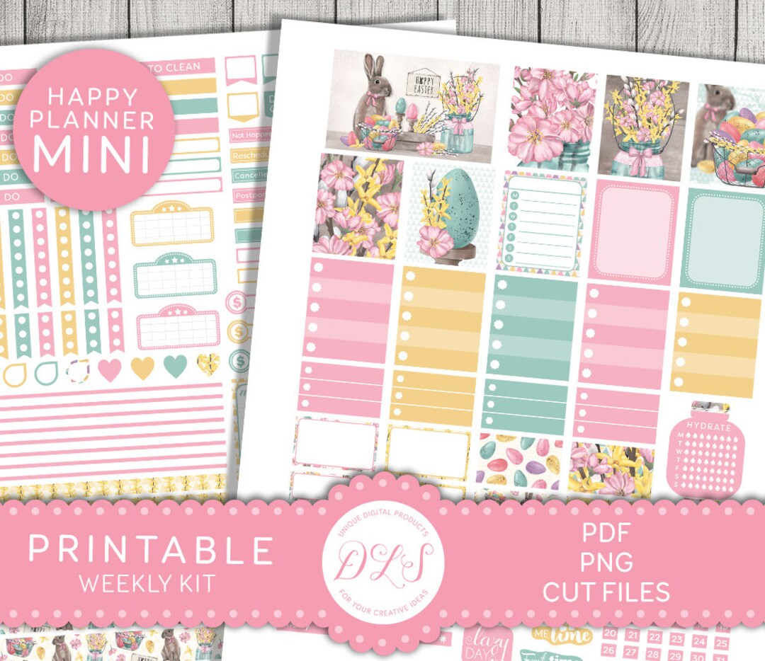 Printable EASTER Planner Stickers Kit, Mini Happy Planner Easter ...
