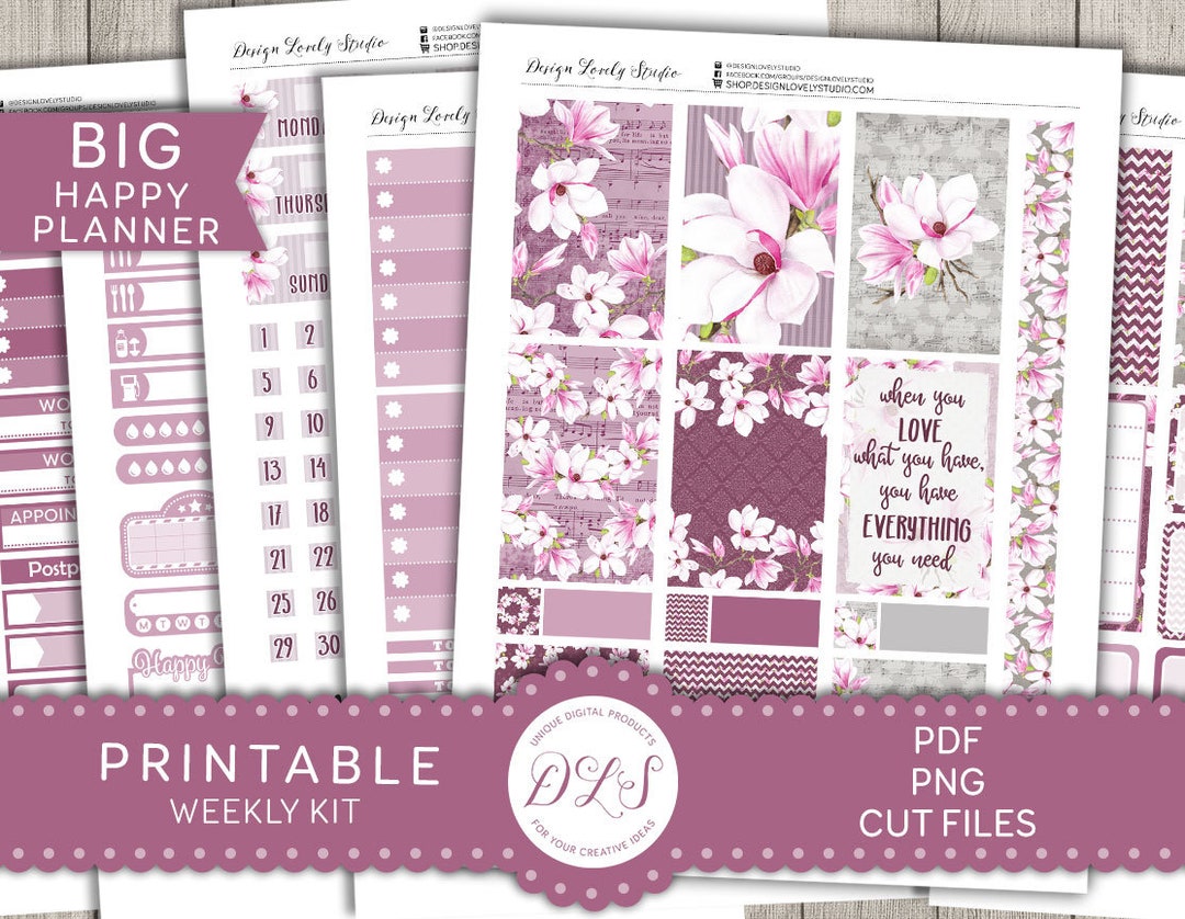 Big Happy Planner Printable Stickers, Weekly Planner Stickers, HP ...