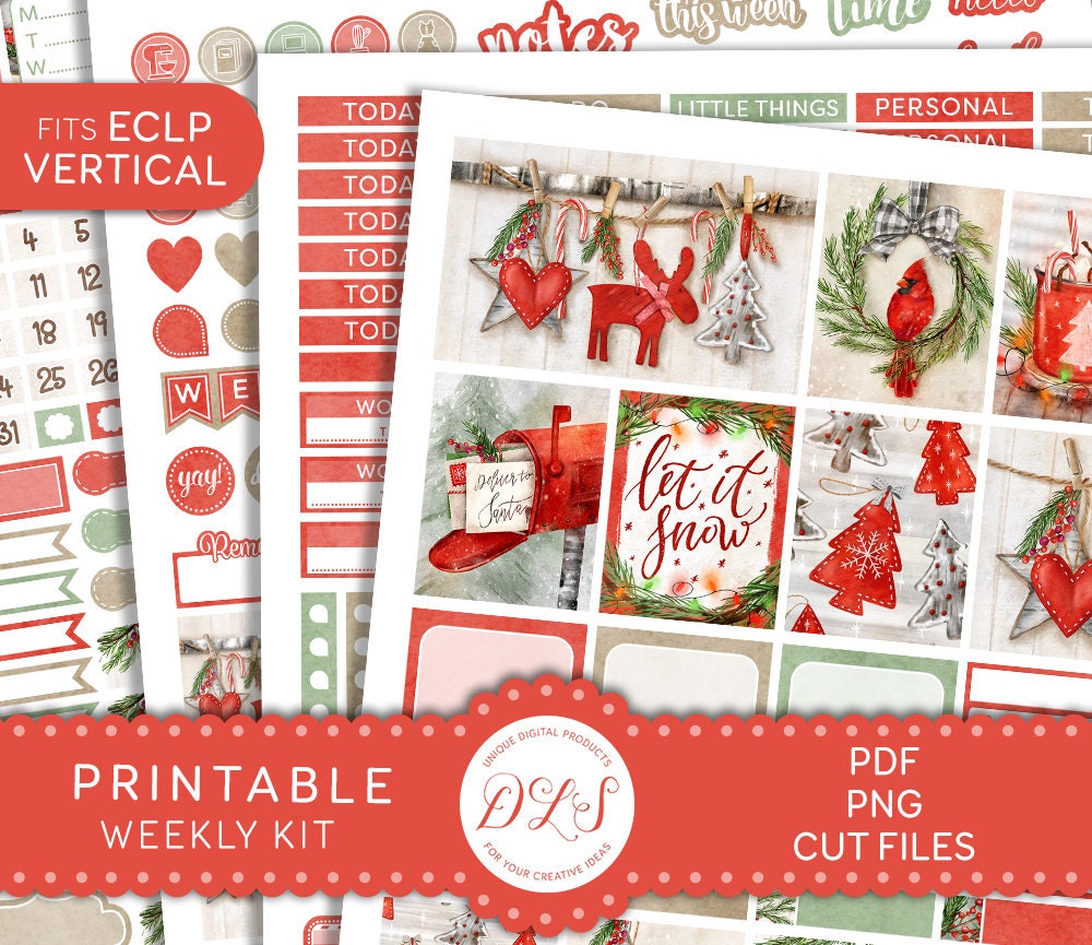 Printable CHRISTMAS Planner Stickers Kit for Erin Condren - Etsy