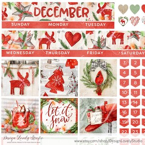 Printable DECEMBER Monthly Stickers Kit, Big Happy Planner December Kit ...