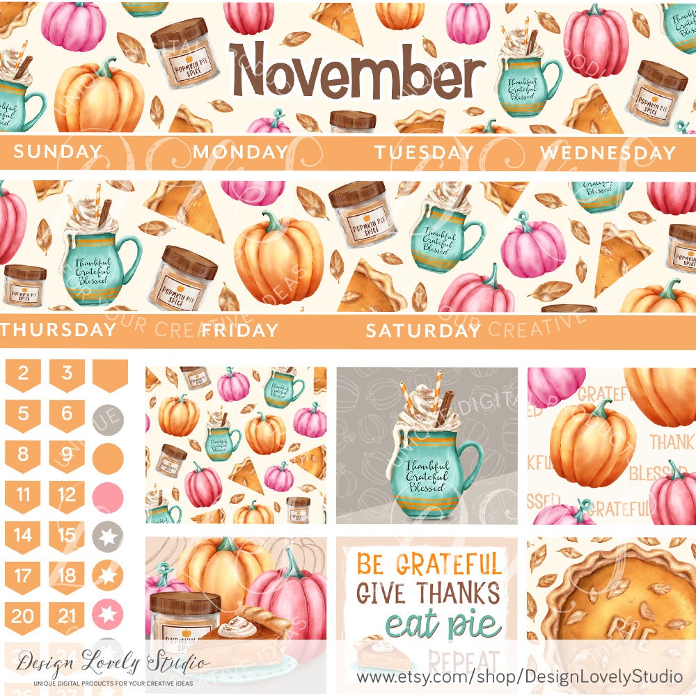Printable NOVEMBER Monthly Kit for Erin Condren Life Planner | Etsy