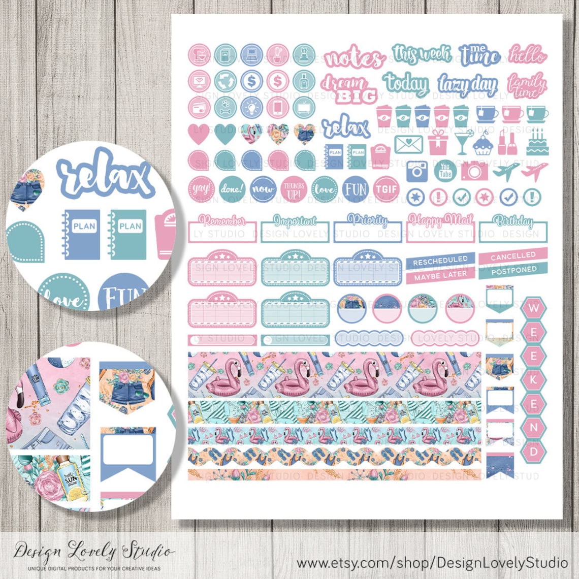 PRINTABLE Summer Planner Stickers Beach Day Planner Stickers | Etsy