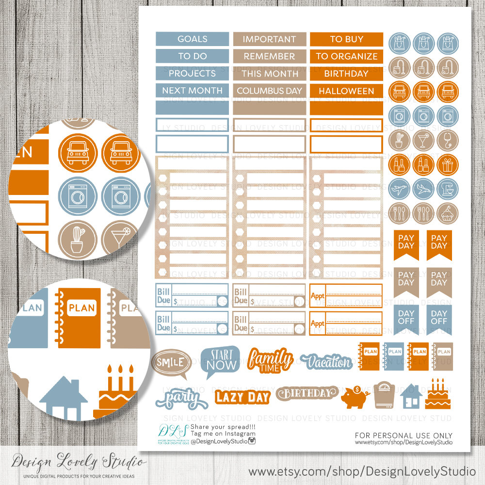 October Big Happy Planner Stickers, Big Happy Planner Printable ...