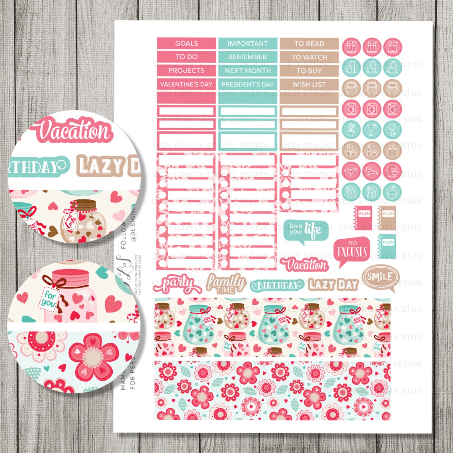 February Monthly Kit Happy Planner February Stickers - Etsy