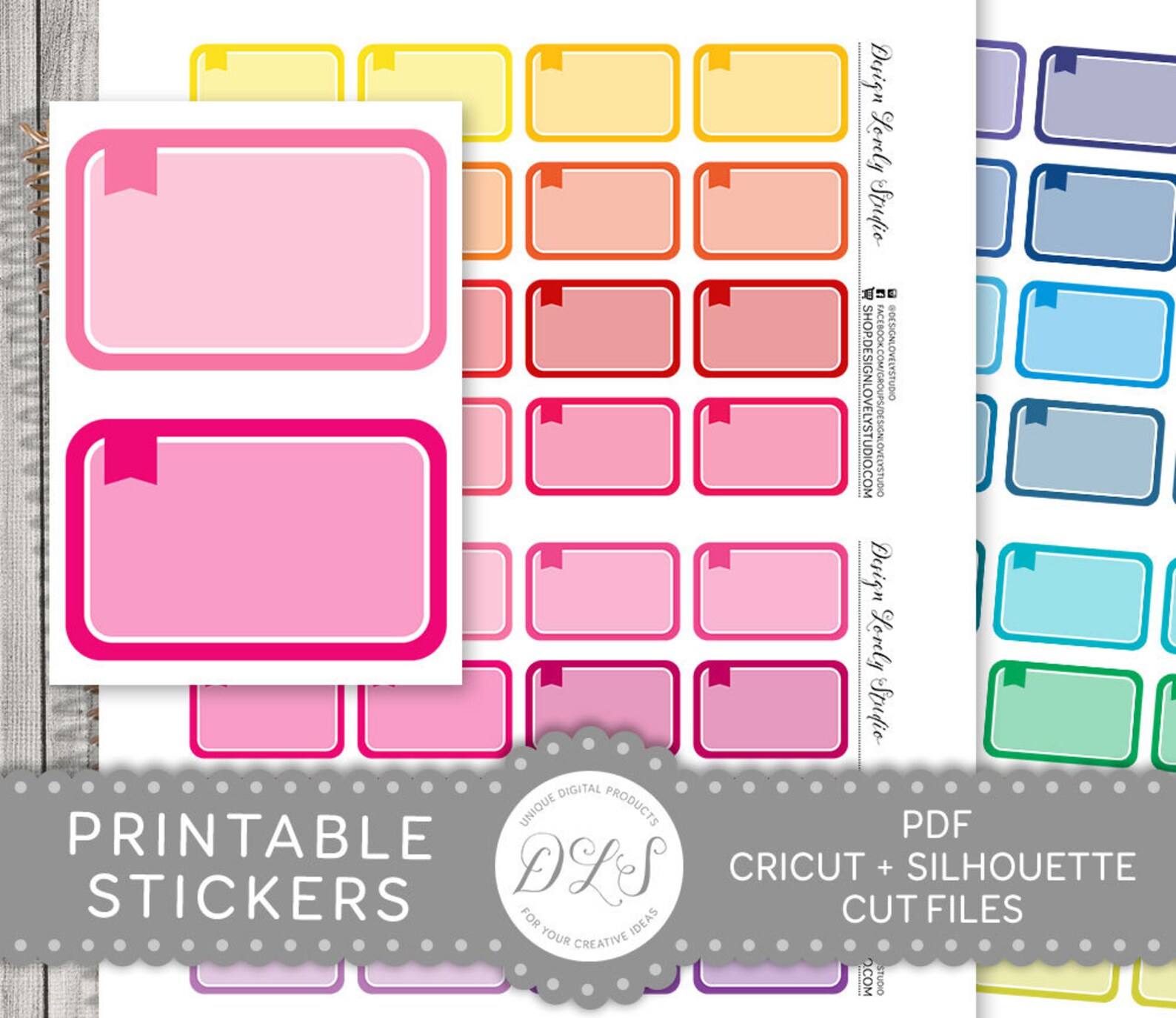 Printable Half Box Planner Stickers, Multicolor Half Box Planner ...