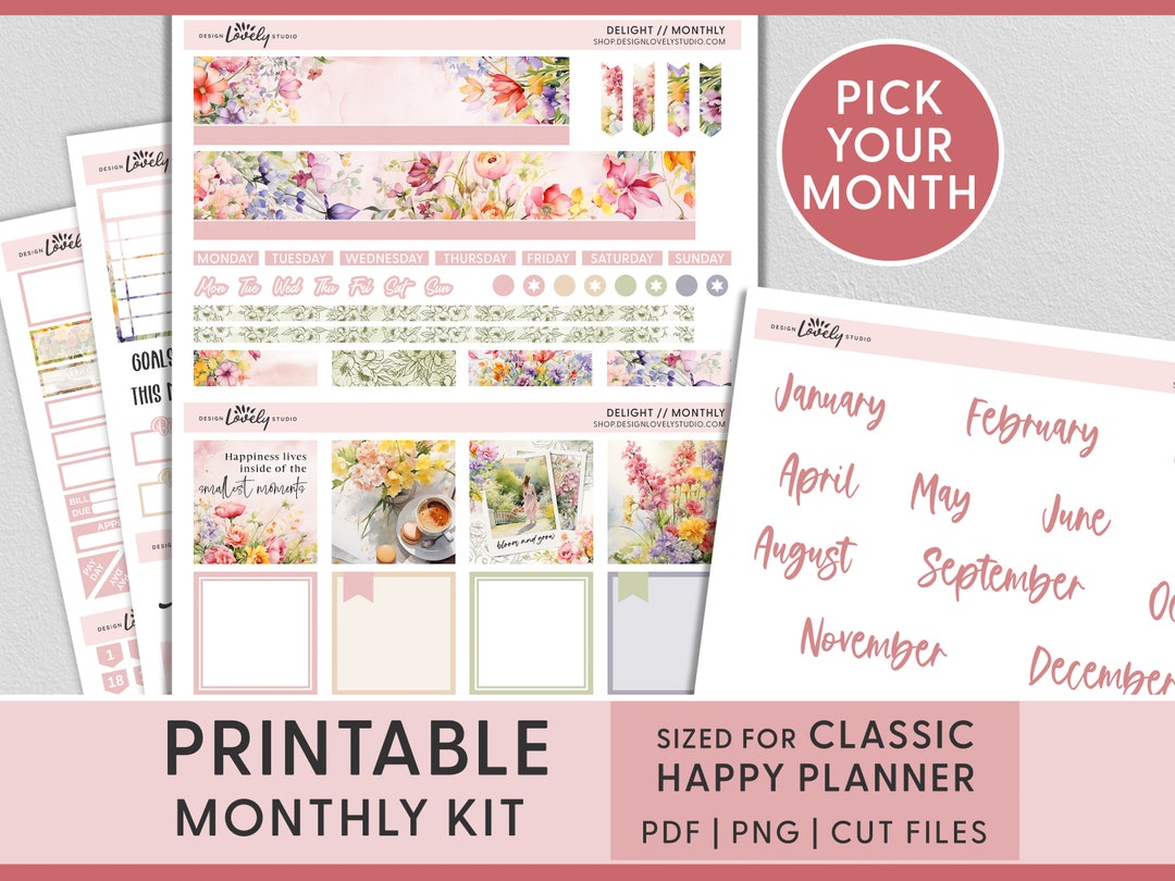 June Monthly Sticker Kit, July Monthly Kit, Printable May Planner ...