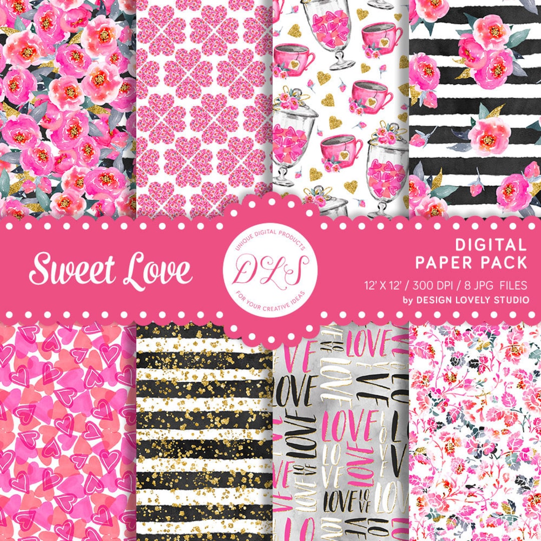 Valentine's Day Digital Paper, Valentine's Digital Backdrop, Valentines ...
