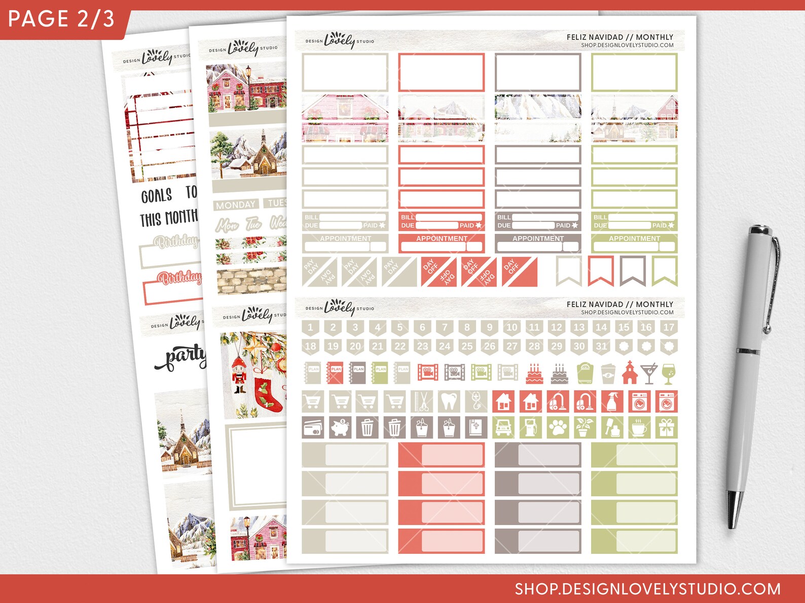 December Planner Stickers, Happy Planner Monthly Sticker Kit, Christmas ...