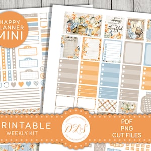 Printable THANKSGIVING Planner Stickers, Mini Happy Planner, November ...