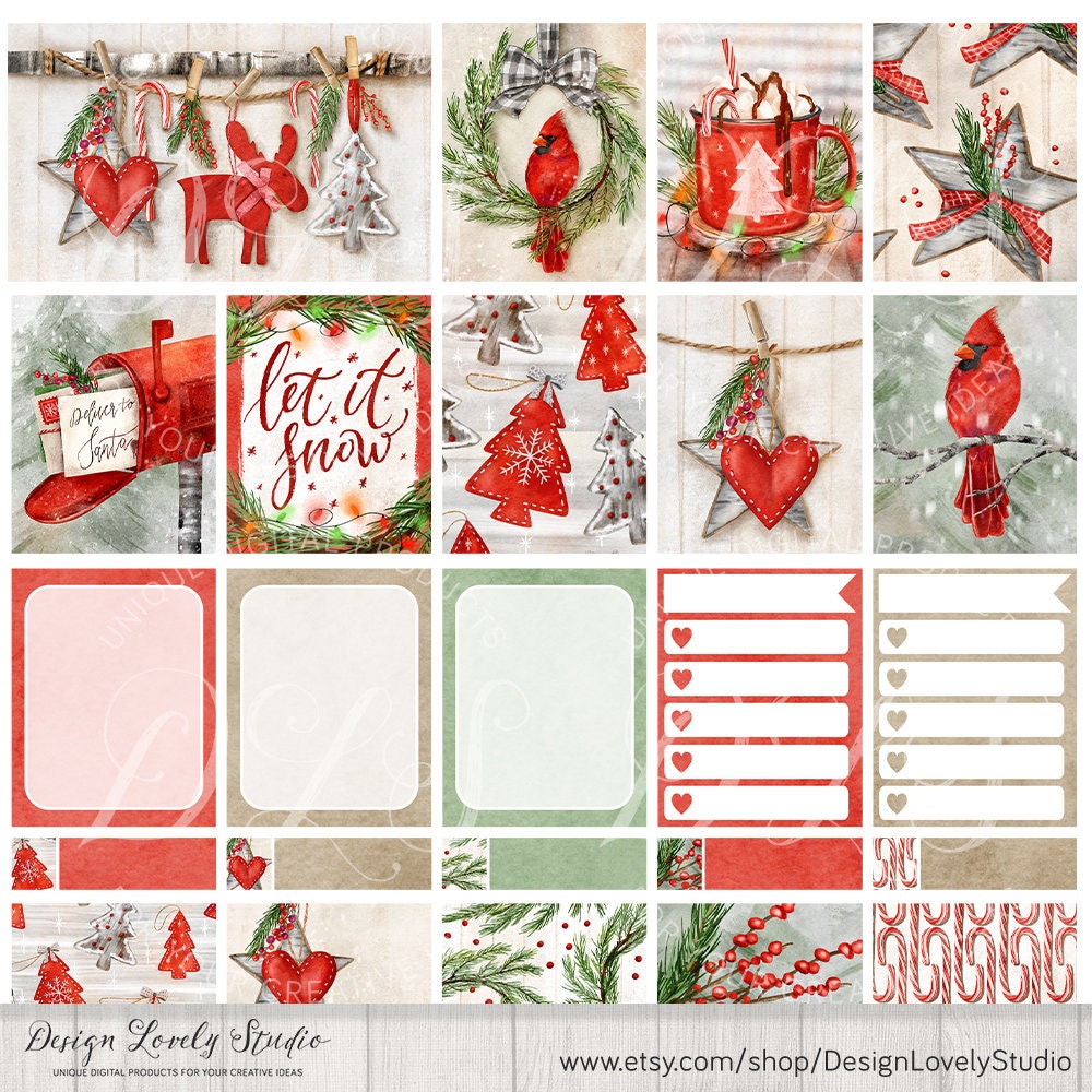 Printable CHRISTMAS Planner Stickers Kit for Erin Condren - Etsy