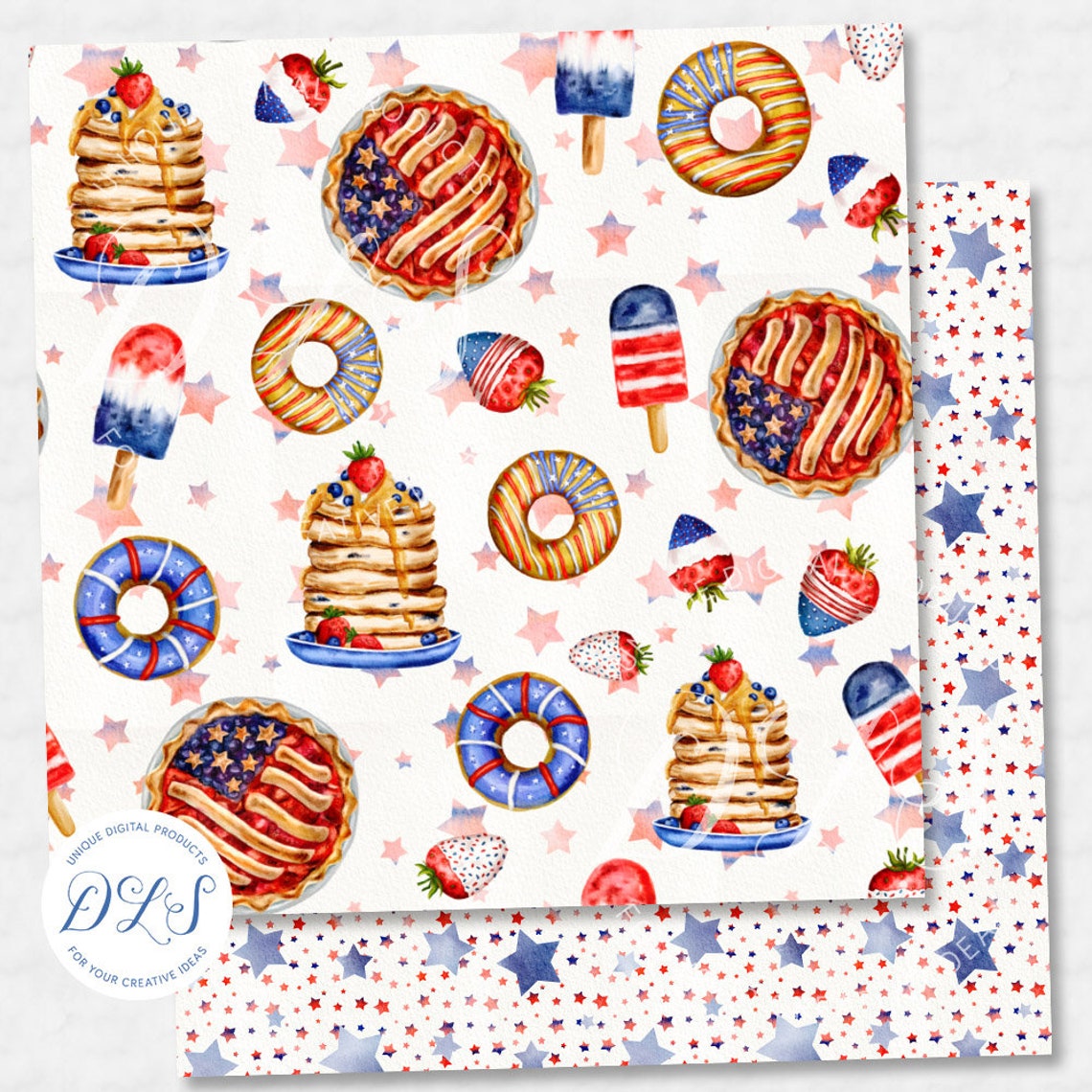 4th of July Digital Paper, Independence Day Background, Patriotic ...