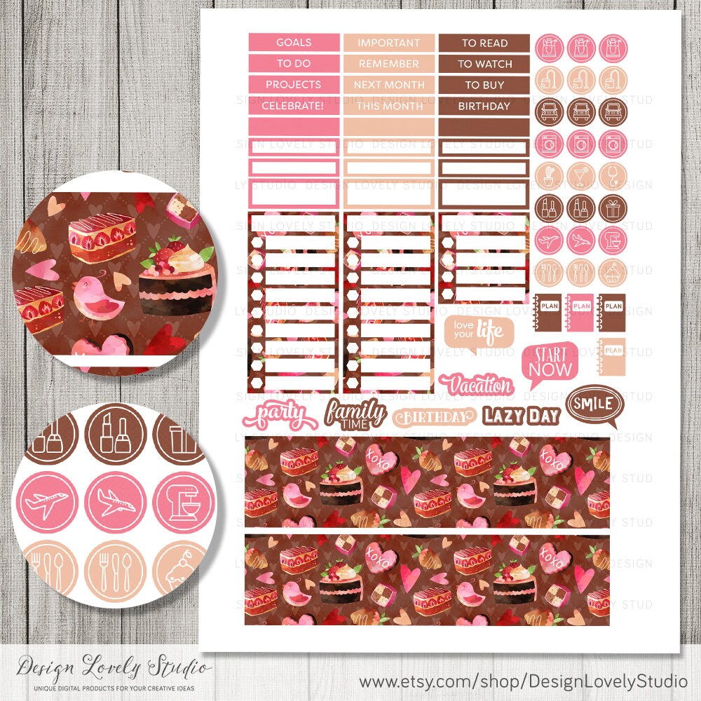 Printable FEBRUARY Planner Stickers Valentines Day Planner | Etsy