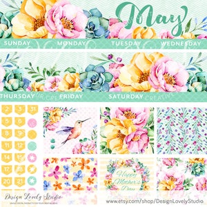 May Monthly Planner Kit, May Planner Stickers for Erin Condren, ECLP ...