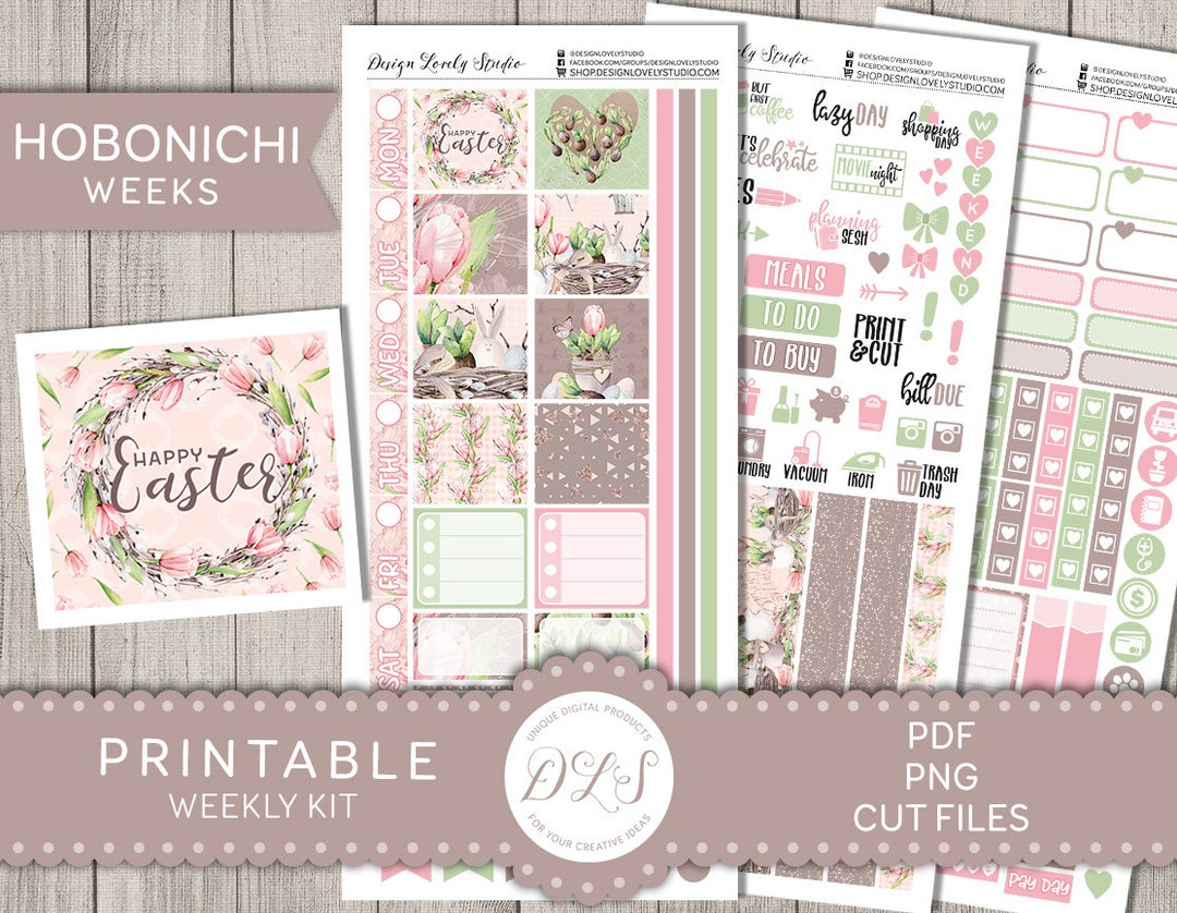 EASTER Planner Stickers Kit, Printable Hobonichi Weeks Planner Stickers ...