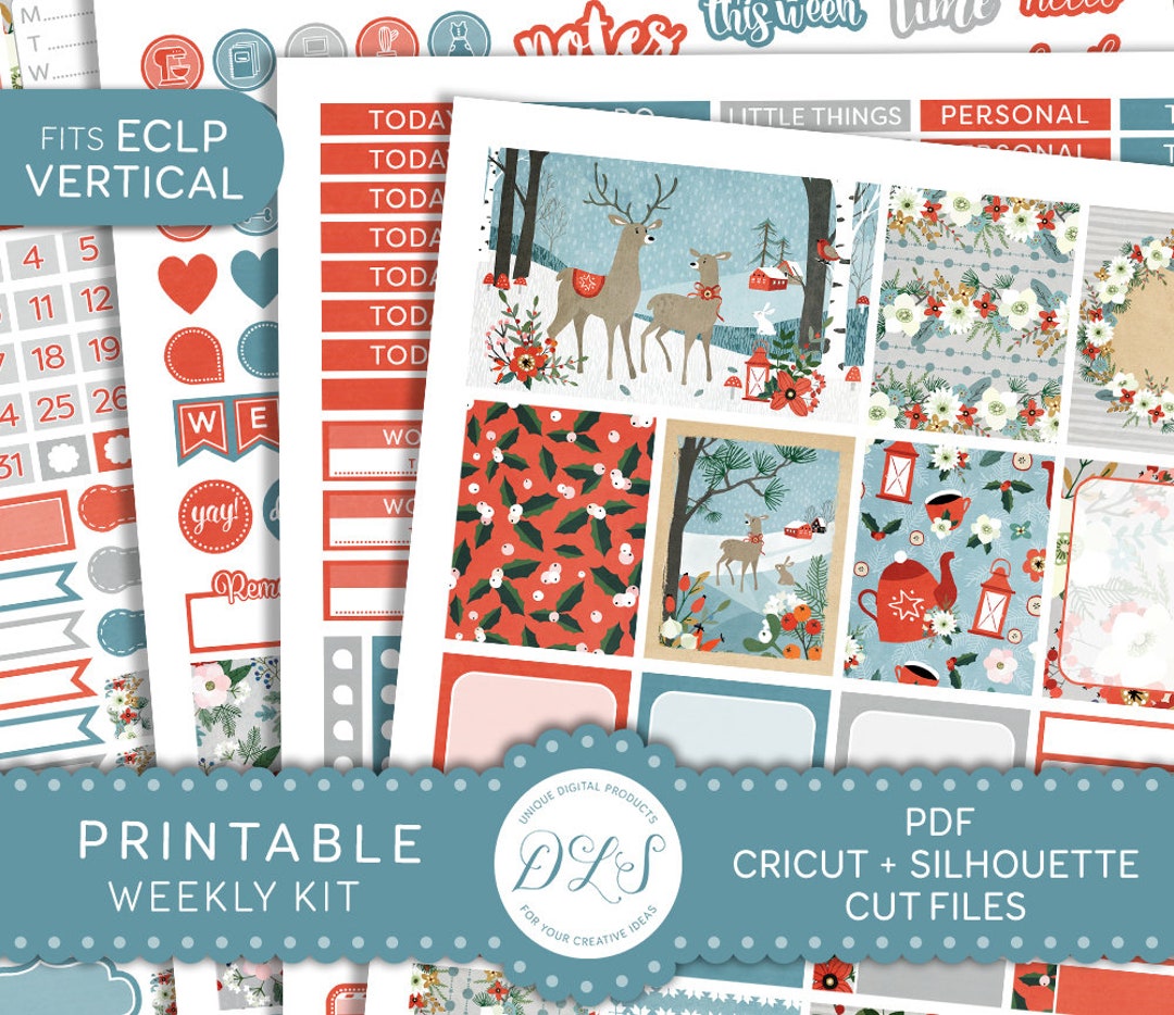 Printable Winter Planner Sticker Kit, Christmas Planner Stickers ...