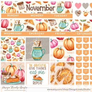 Printable NOVEMBER Monthly Stickers Kit, Big Happy Planner November Kit ...