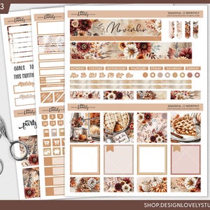November Monthly Sticker Kit, Thanksgiving Planner Stickers, November ...