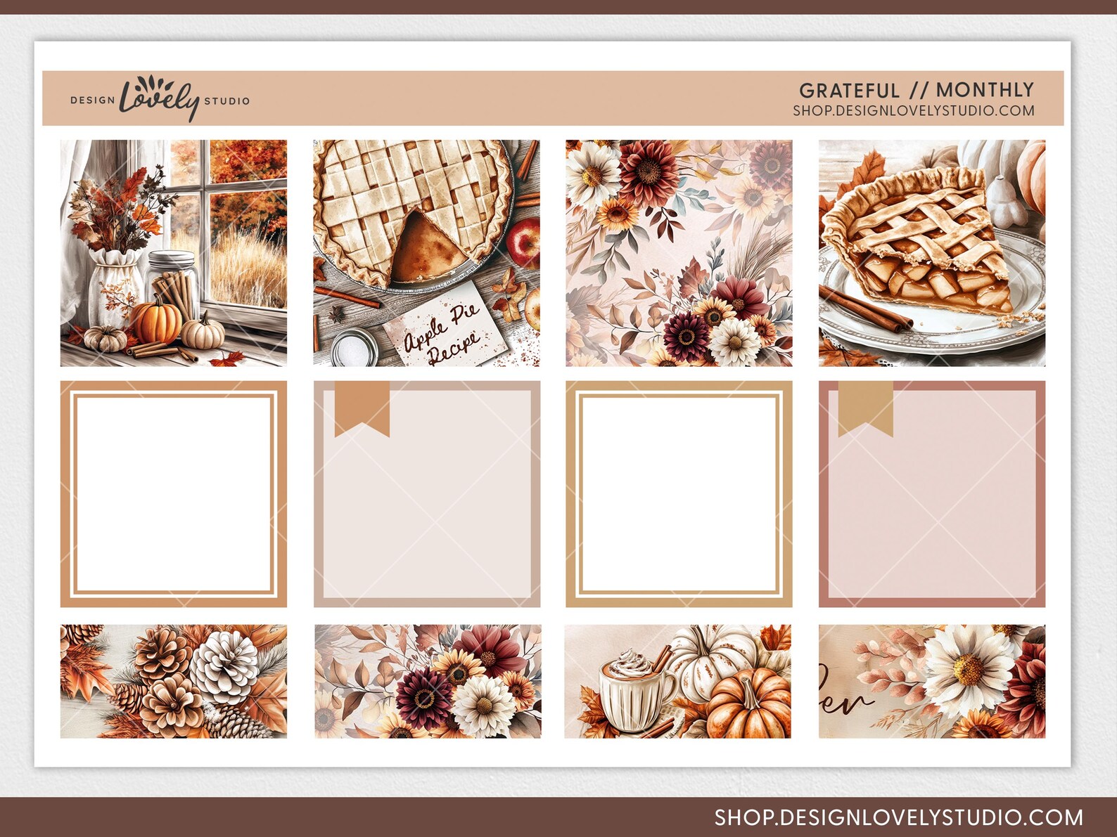 November Monthly Sticker Kit, Thanksgiving Planner Stickers, November ...