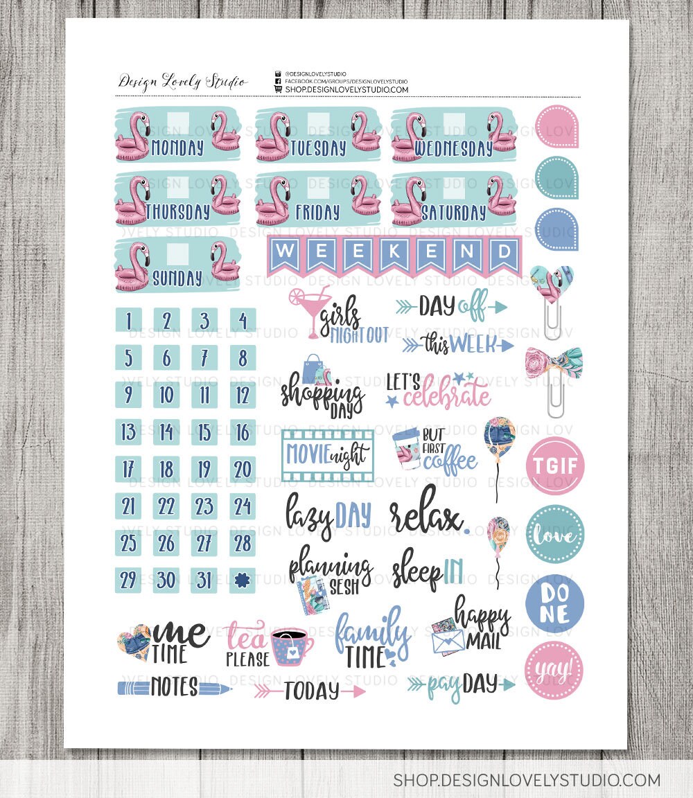 Beach Day Planner Stickers Big Happy Planner Printable | Etsy
