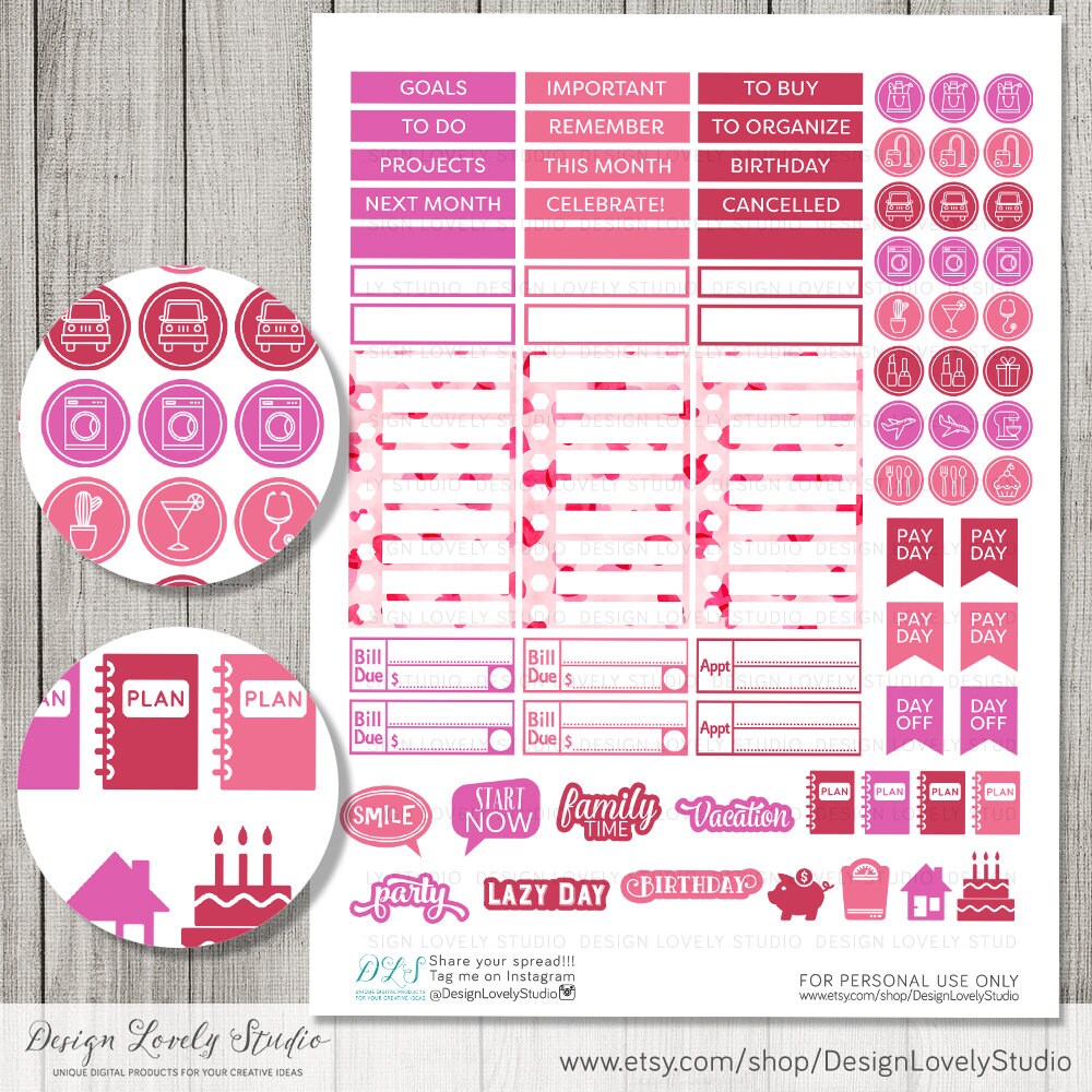 Big Happy Planner February Stickers Kit Printable February | Etsy