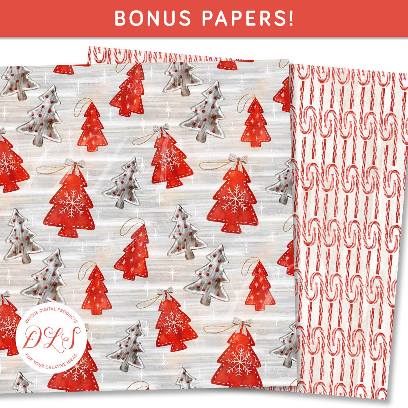 CHRISTMAS Digital Paper Pack Christmas Scrapbook Paper - Etsy