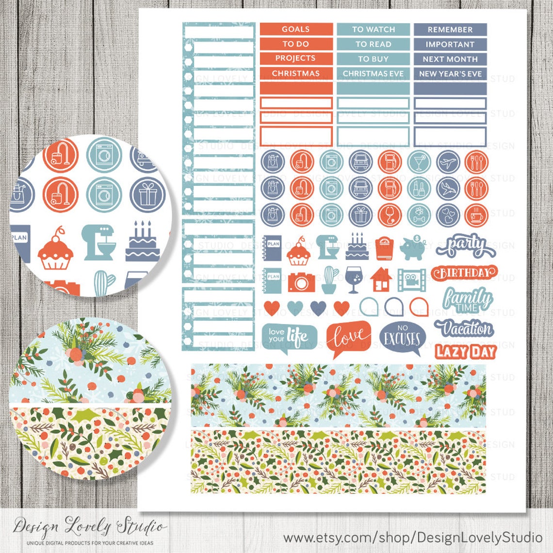 Printable December Planner Stickers December Monthly Kit for - Etsy