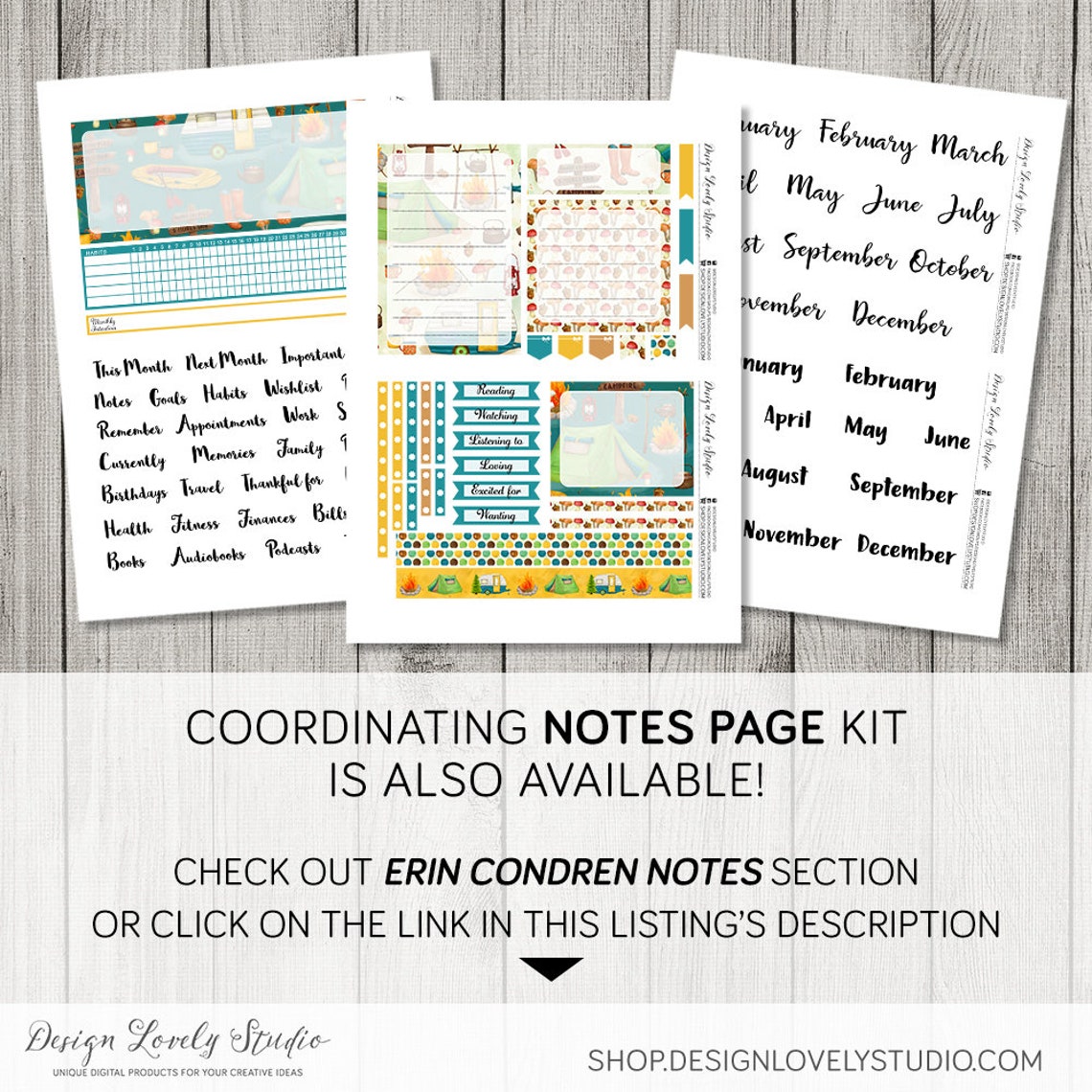 Camping Monthly Planner Stickers, Printable Camping Monthly Kit, for ...