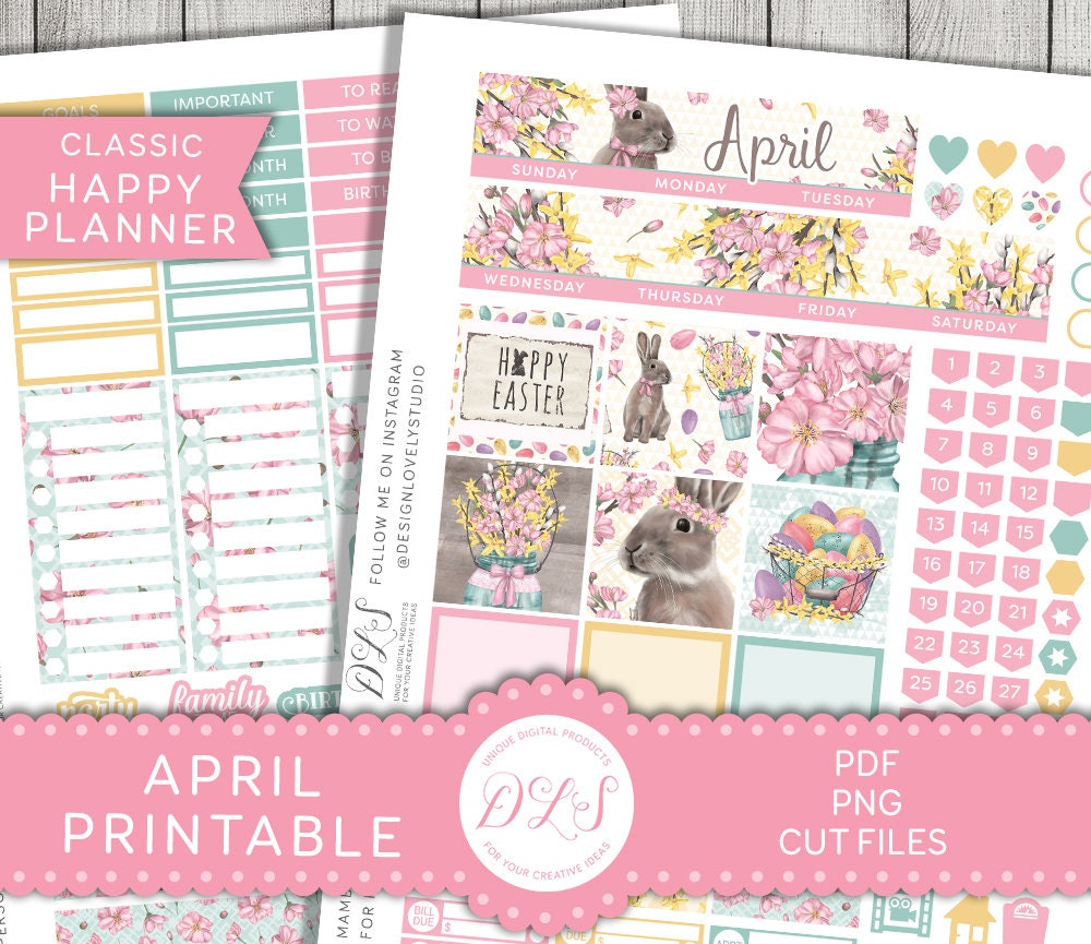 Happy Planner APRIL Monthly Kit Printable Pastel Easter | Etsy