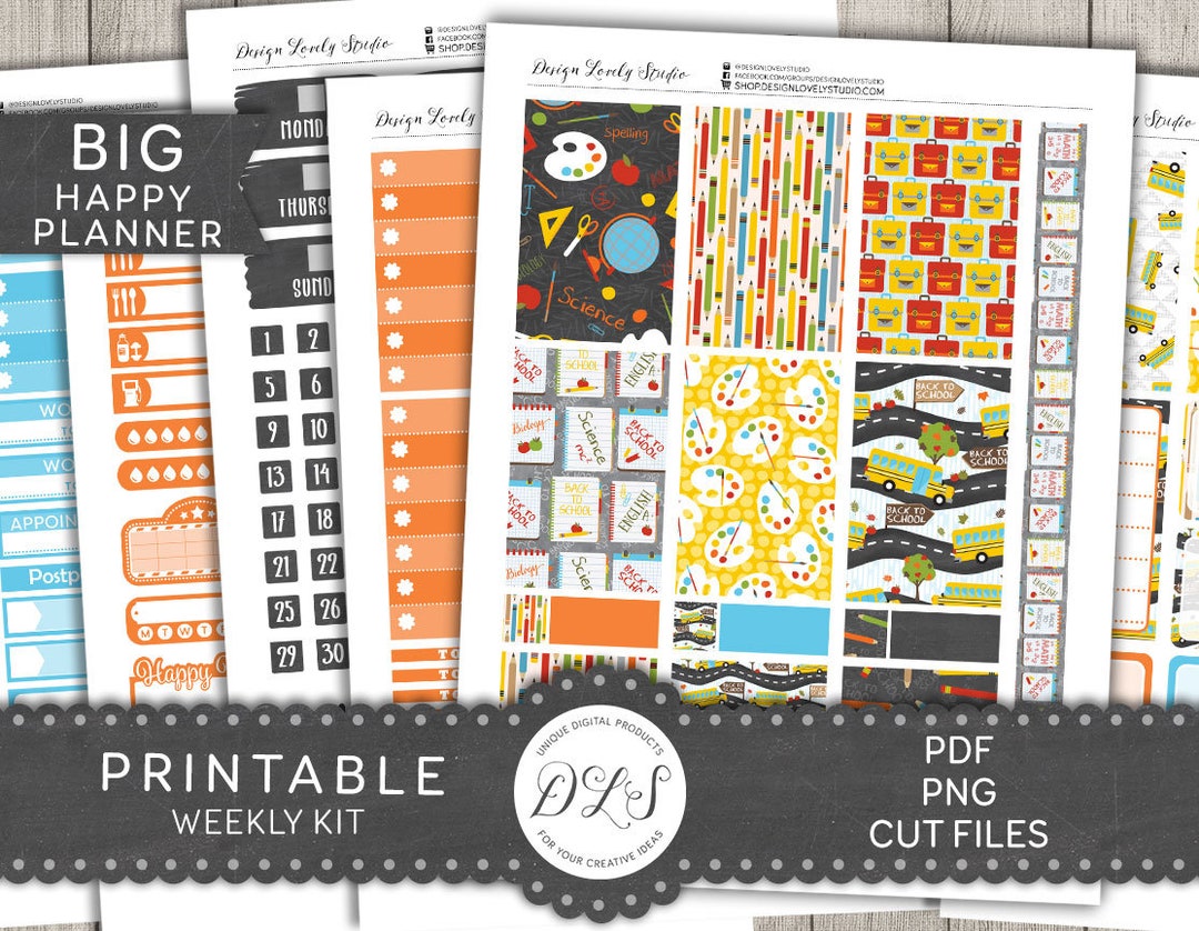 BACK TO SCHOOL Planner Stickers Kit, Printable Planner Stickers, Big ...