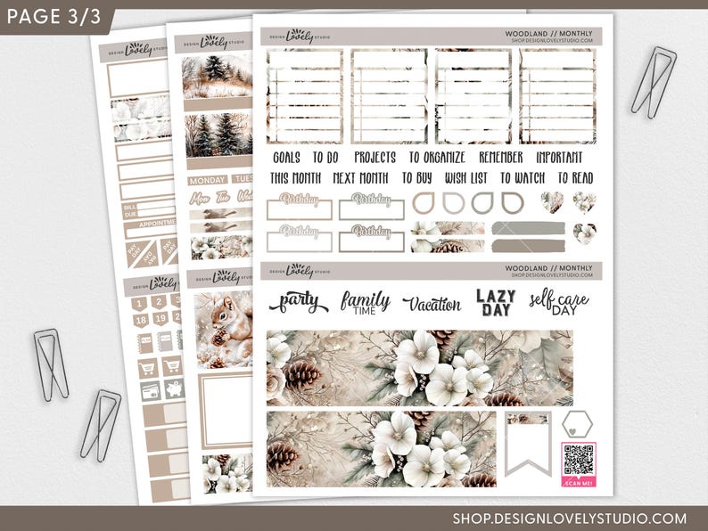 Winter Woodland Printable Planner Stickers, January Monthly Planner Kit ...