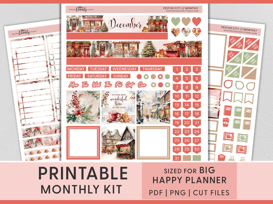 December Monthly Sticker Kit, December Planner Stickers, Christmas ...