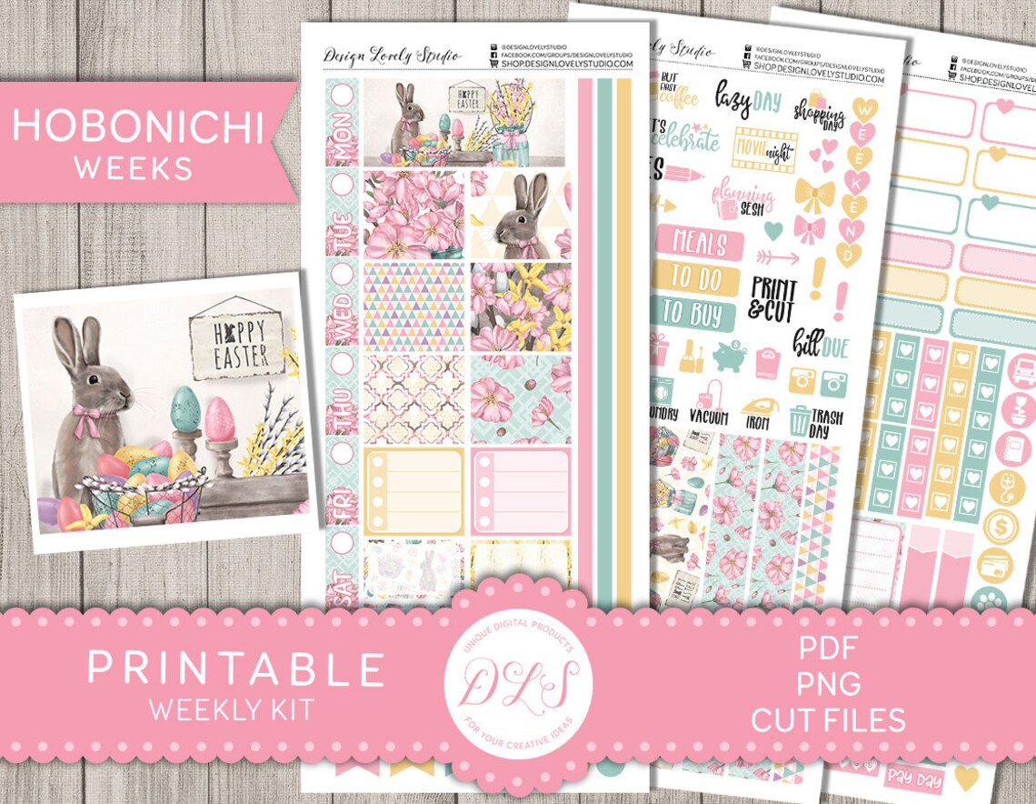 Printable EASTER Planner Stickers, Hobonichi Weeks Planner Stickers ...