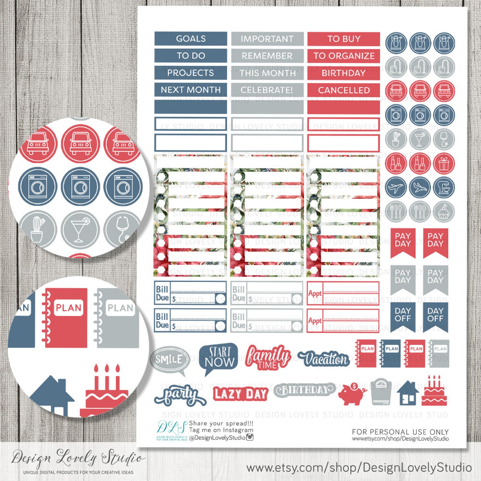 Printable DECEMBER Planner Stickers Big Happy Planner - Etsy