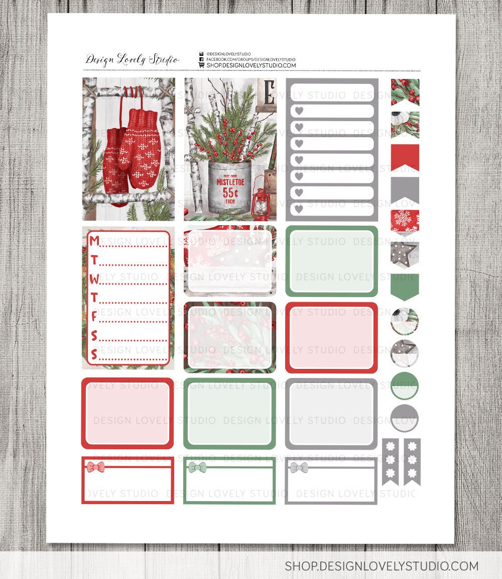 Big Happy Planner Christmas Stickers Kit Printable Christmas - Etsy