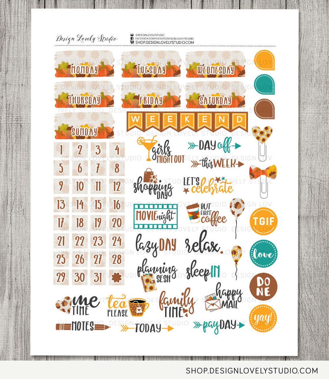 Printable Thanksgiving Planner Stickers Big Happy Planner | Etsy