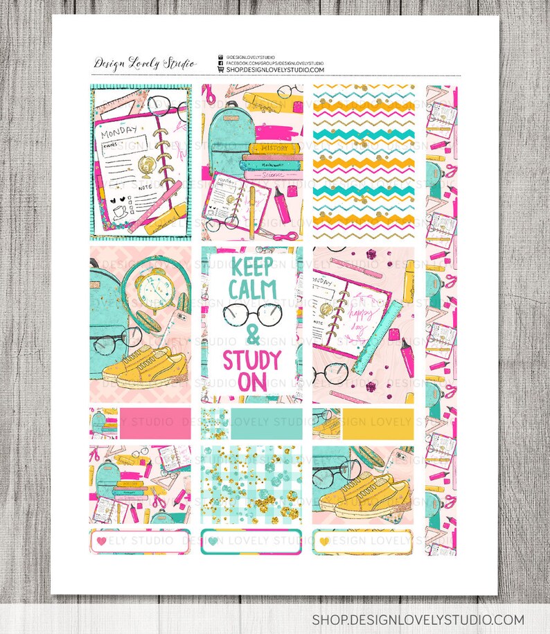 Printable BACK TO SCHOOL Planner Stickers, Big Happy Planner Weekly ...