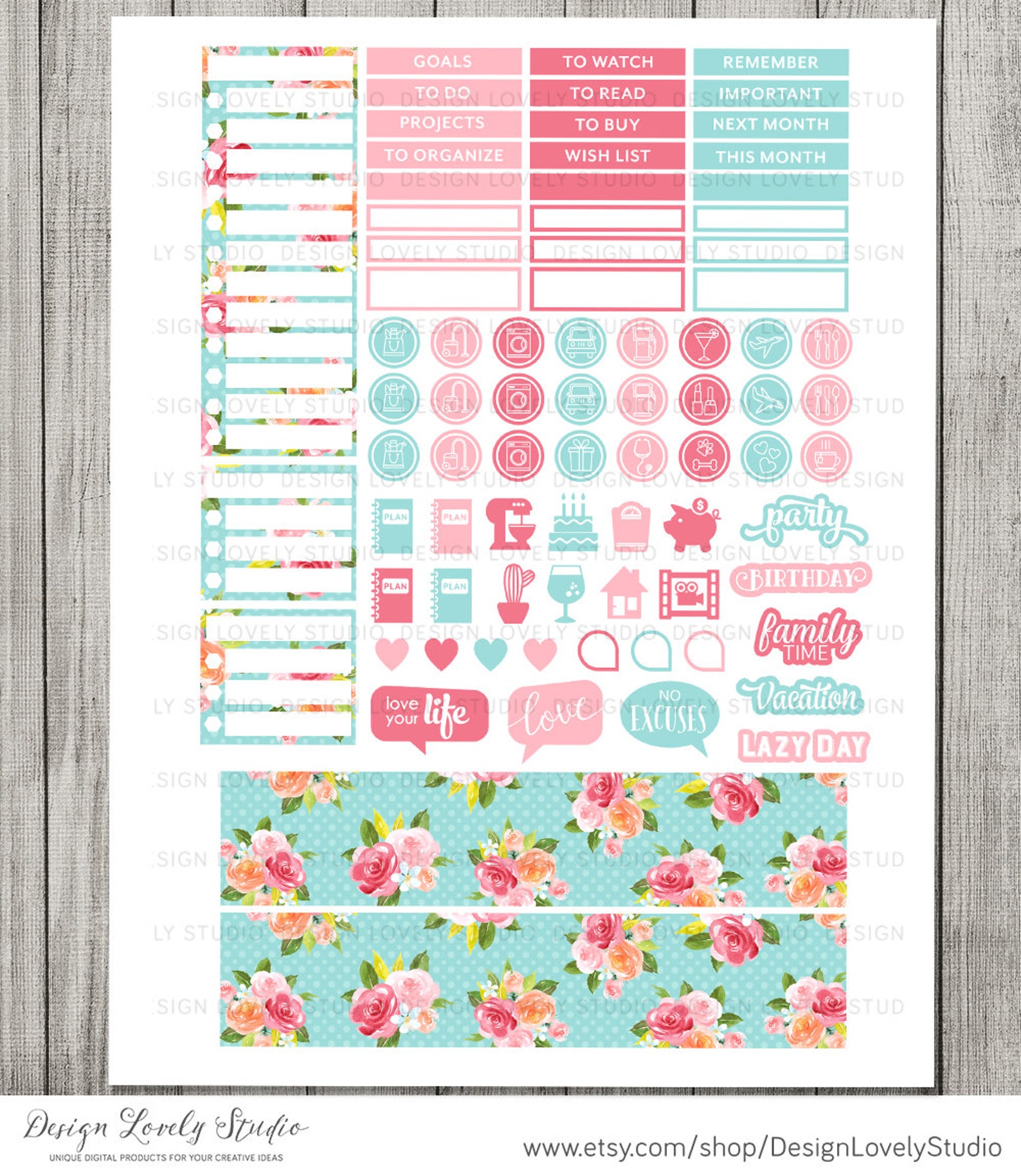 PRINTABLE Monthly Planner Stickers Spring Planner Stickers - Etsy