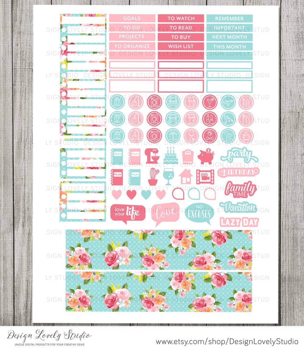 PRINTABLE Monthly Planner Stickers Spring Planner Stickers - Etsy