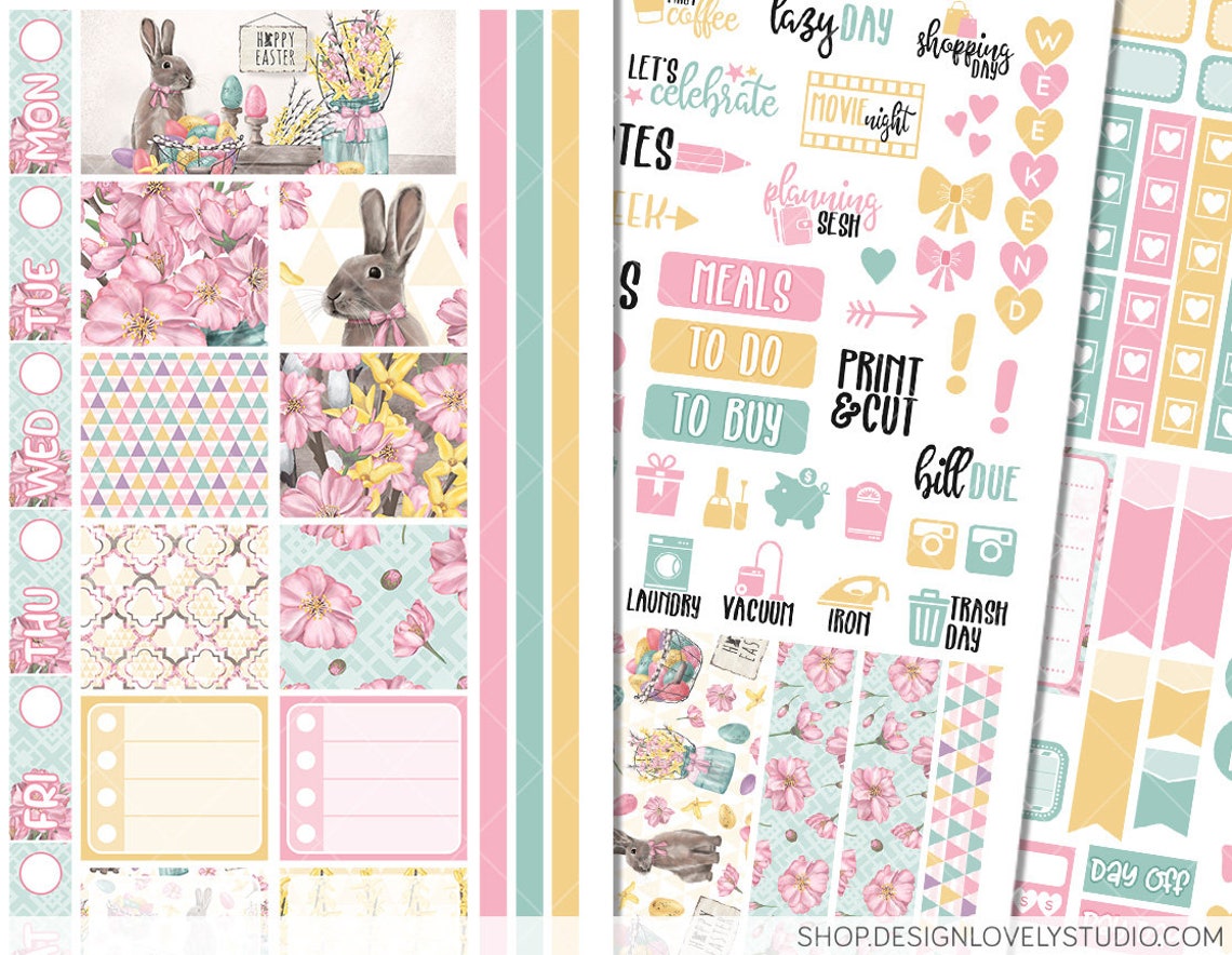 Printable EASTER Planner Stickers, Hobonichi Weeks Planner Stickers ...
