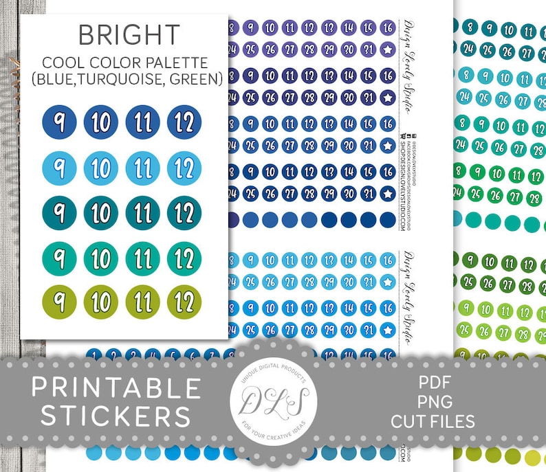 Printable DATE DOT Planner Stickers Printable Date Cover - Etsy