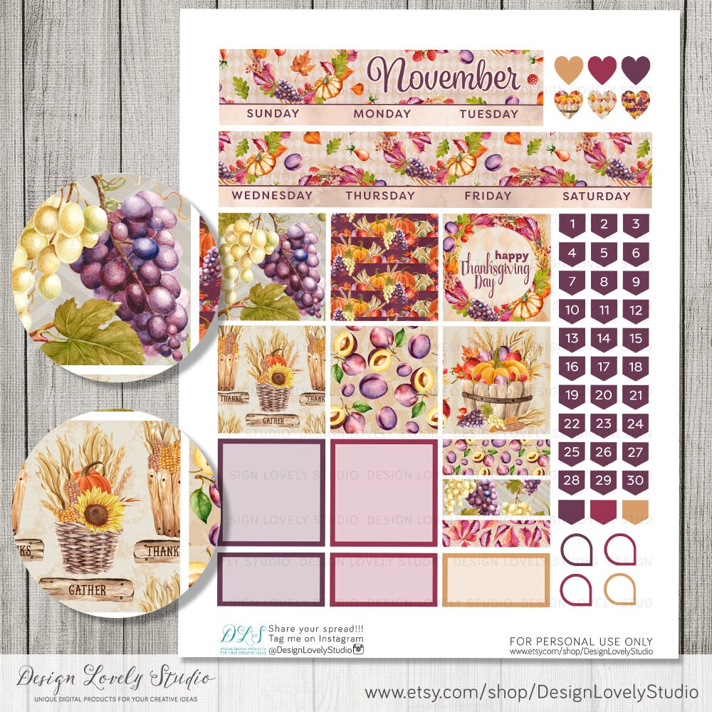 November Big Happy Planner Kit November Printable Monthly | Etsy