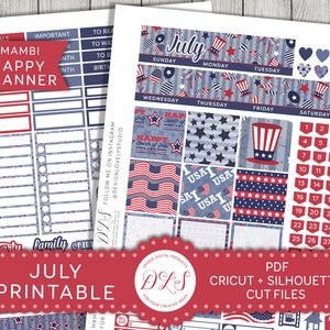 July Monthly Planner Kit, July Happy Planner Stickers, July Monthly ...