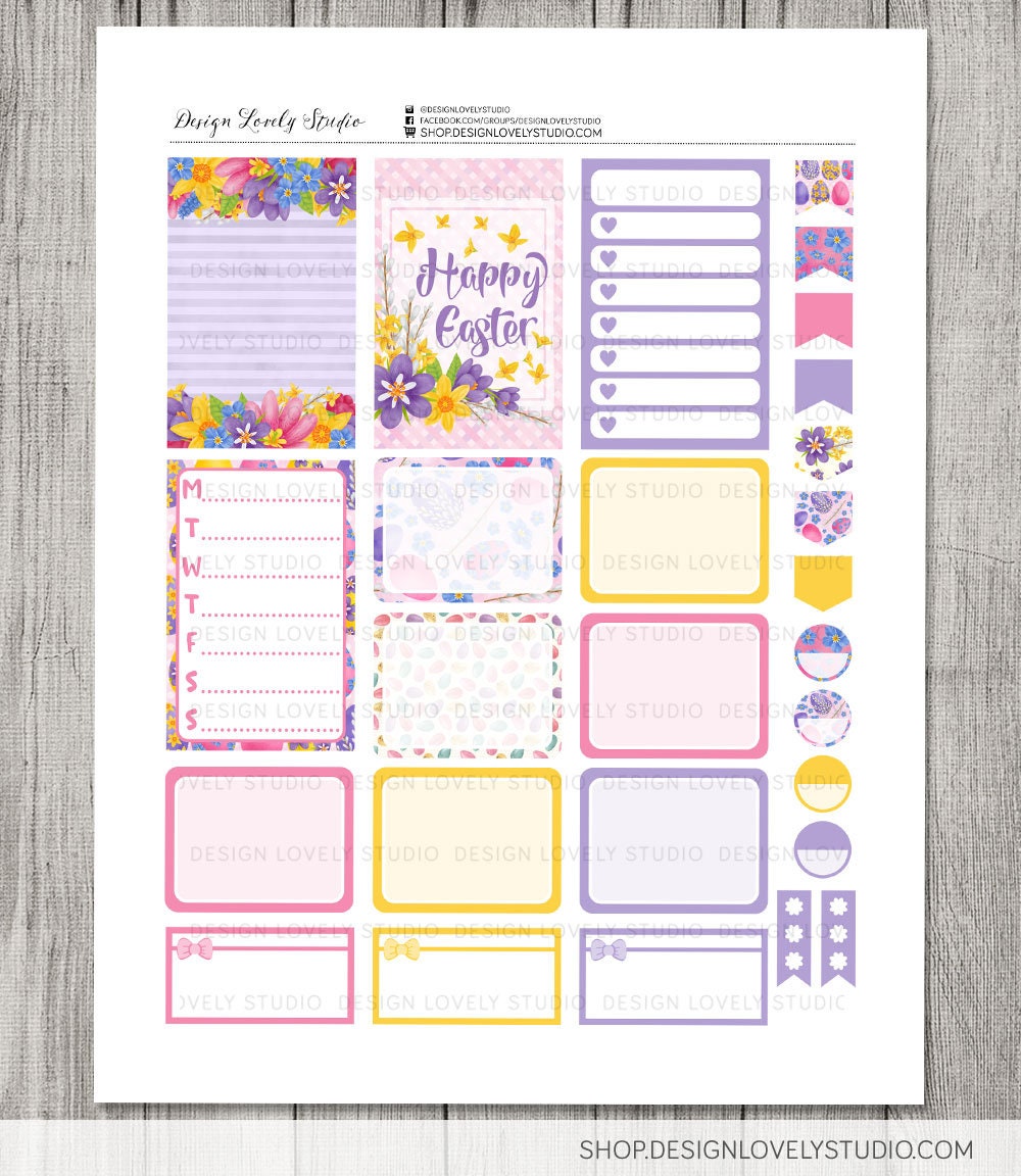 Printable Big Happy Planner EASTER Stickers Kit EASTER - Etsy
