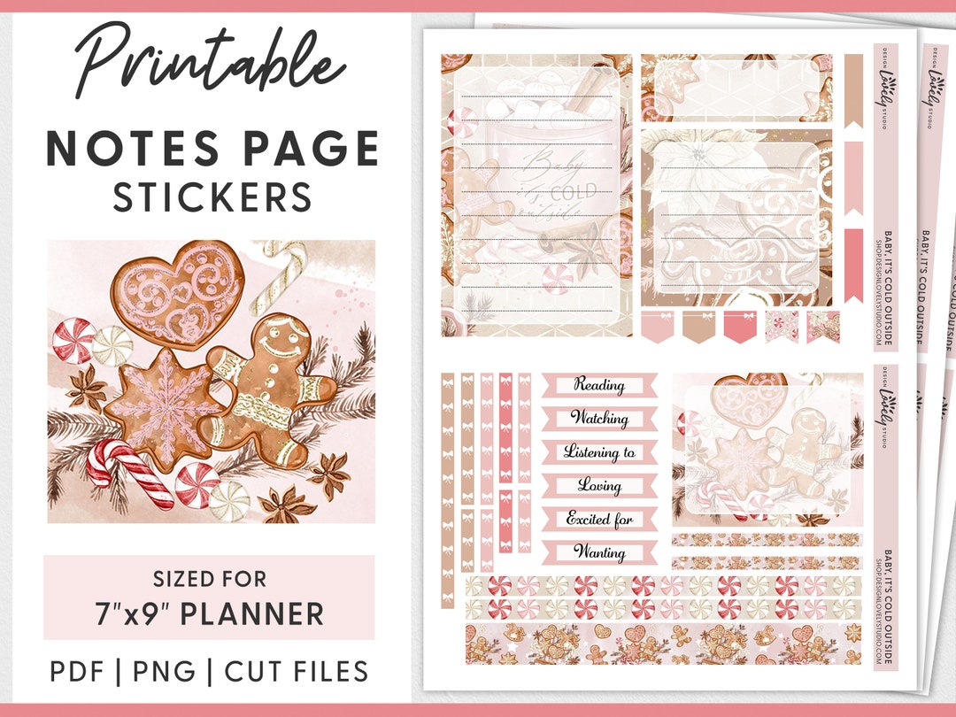 December Notes Page Kit, January Notes Page Kit, Printable Planner ...